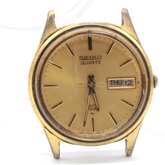 Seiko | Accessories | Vintage Seiko Watch Mens Gold Tone Stainless Steel Date Gold Classic Dial ...